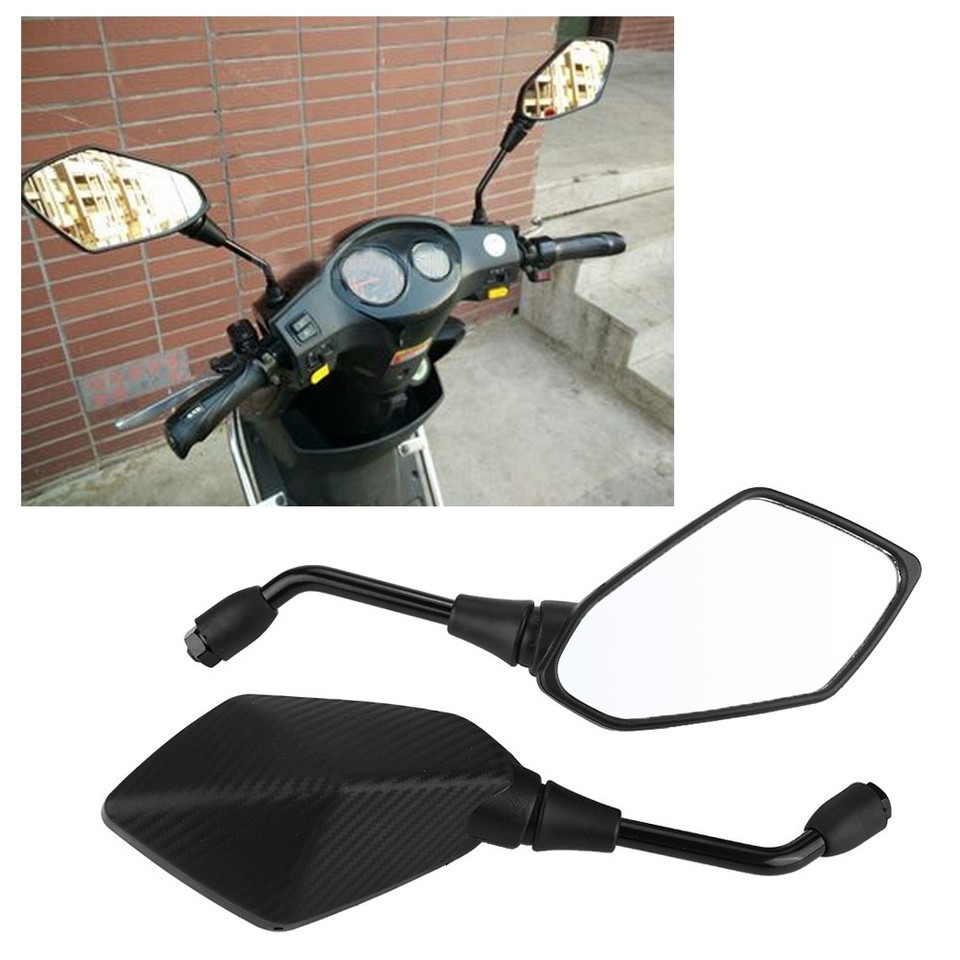 ⁺1 Pair 10mm Left& Right Side Motorcycle Rear View Mirror Black ...