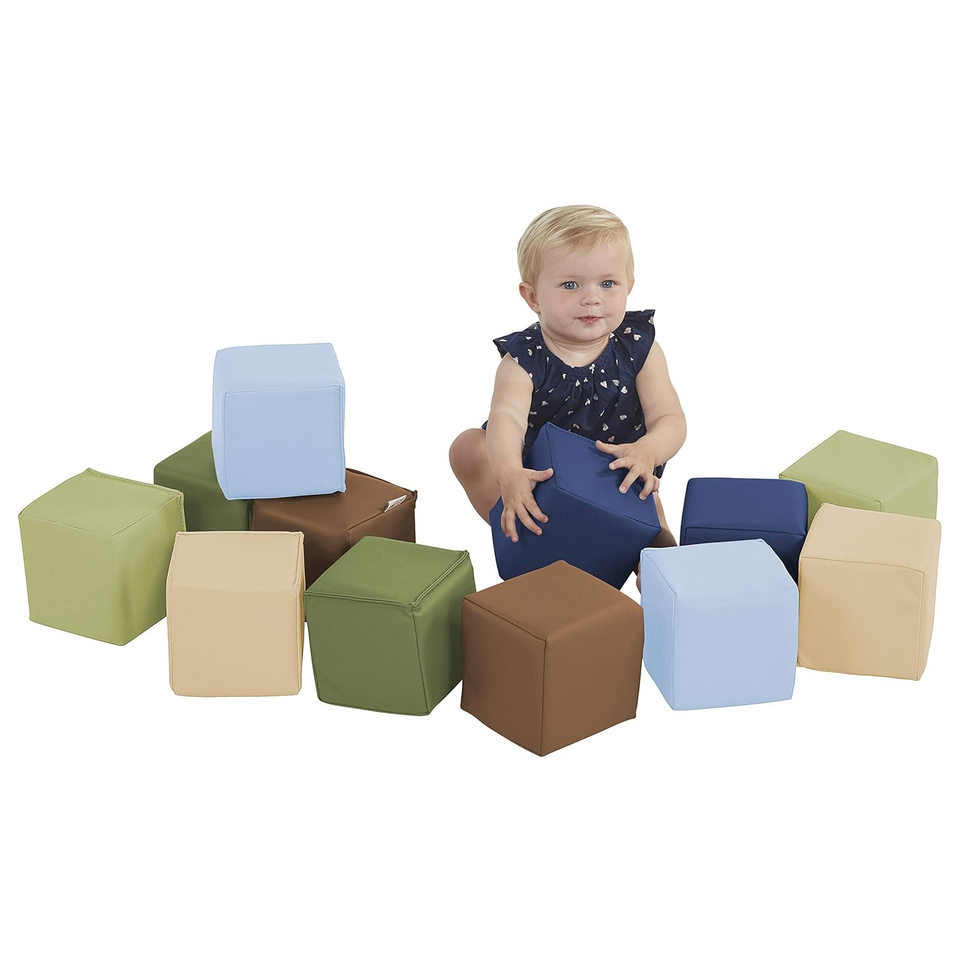Softzone Patchwork Toddler Blocks, Foam Cubes, Earthtone, 12-Piece | eBay