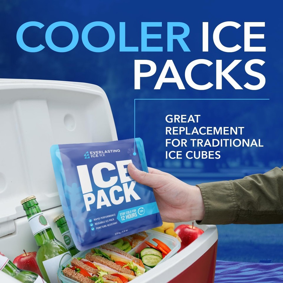 Rapid Performance Reusable Ice Packs for Coolers or Lunch Box 4 Pack Up ...