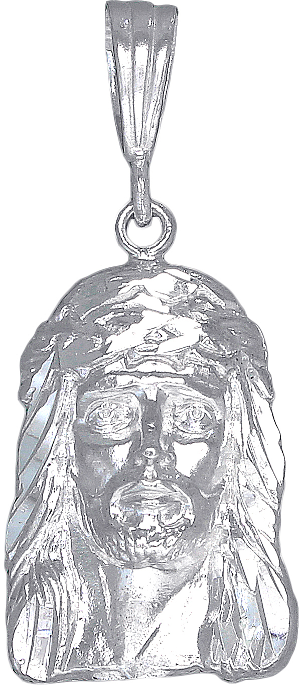 Sterling Silver Jesus Charm Pendant Necklace Diamond Cut Finish with ...