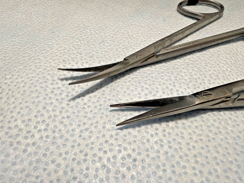 Set Of 2 Jarit 359-100 Sharp Straight & 359-101 Sharp Curved Iris Scissors 4.5"L | eBay