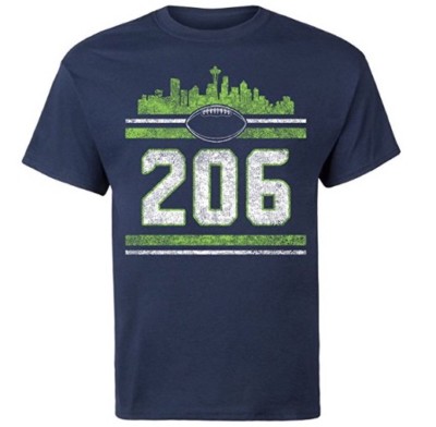 Seattle Area Code 206 Seahawks Football T Shirt Brand New Size L | eBay