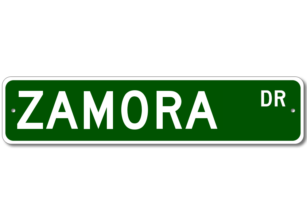 Zamora Drive Street Sign Personalized Custom Last Name Metal Sign ...