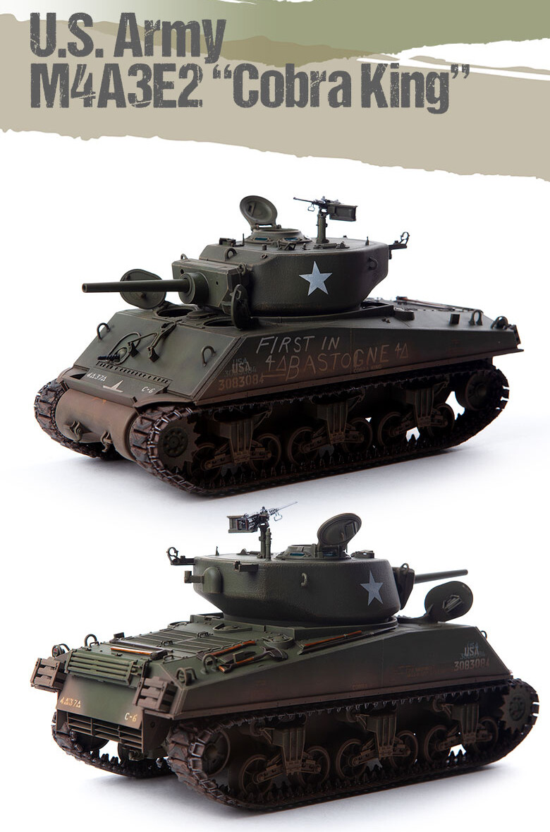 Academy 1/35 U.S. Army M4A3E2 "Cobra King" Tank Plastic Asuka model kit ...