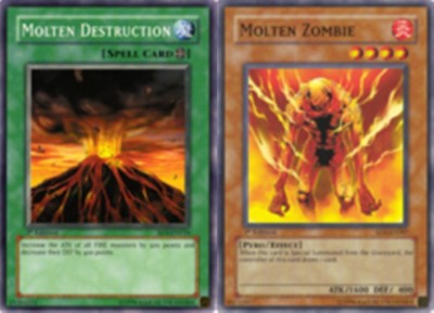 Molten Destruction SD3-EN016 1st + Molten Zombie SD3-EN007 Mint YUGIOH ...