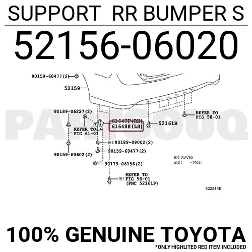 5215606020 Genuine Toyota SUPPORT RR BUMPER S 52156-06020 | eBay