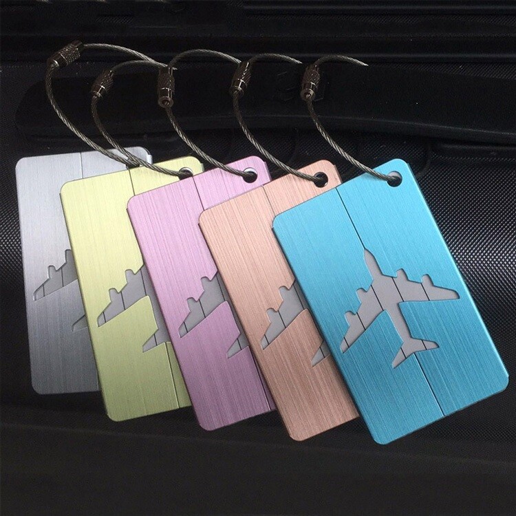 Aluminium Luggage Baggage Travel Tags Aeroplane Name Address Suitcase ...
