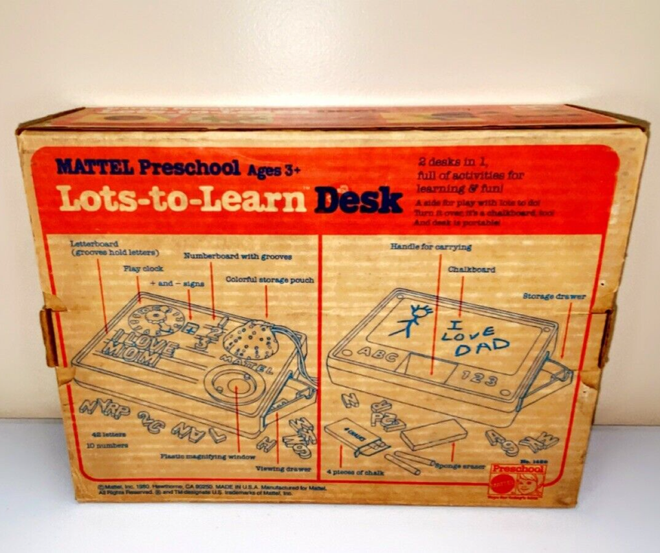 1980 Mattel Preschool Lots-to-Learn Desk Activities Toddler Toy NIB ...