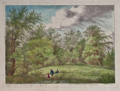 Philipp Lenz Leipzig Rosenthal Parklandschaft sign aqurelliert ...