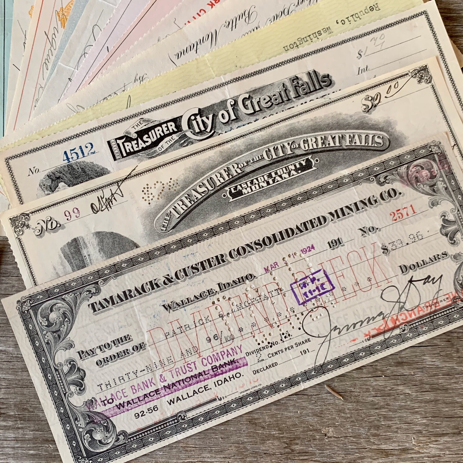 22 Diff WESTERN MINING Checks 1890-1930s Used Stamped CHECK Collection ...