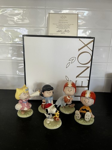 Lenox Peanuts Football Figurine Set 5PC Game Charlie Brown Snoopy Lucy ...