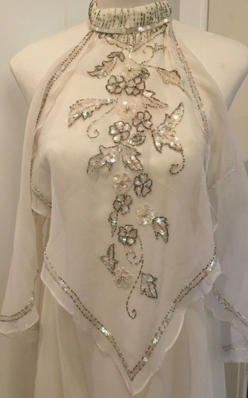 Jack Bryan Dupuis-Vintage '70's Crepe Maxi Cream Dres… - Gem