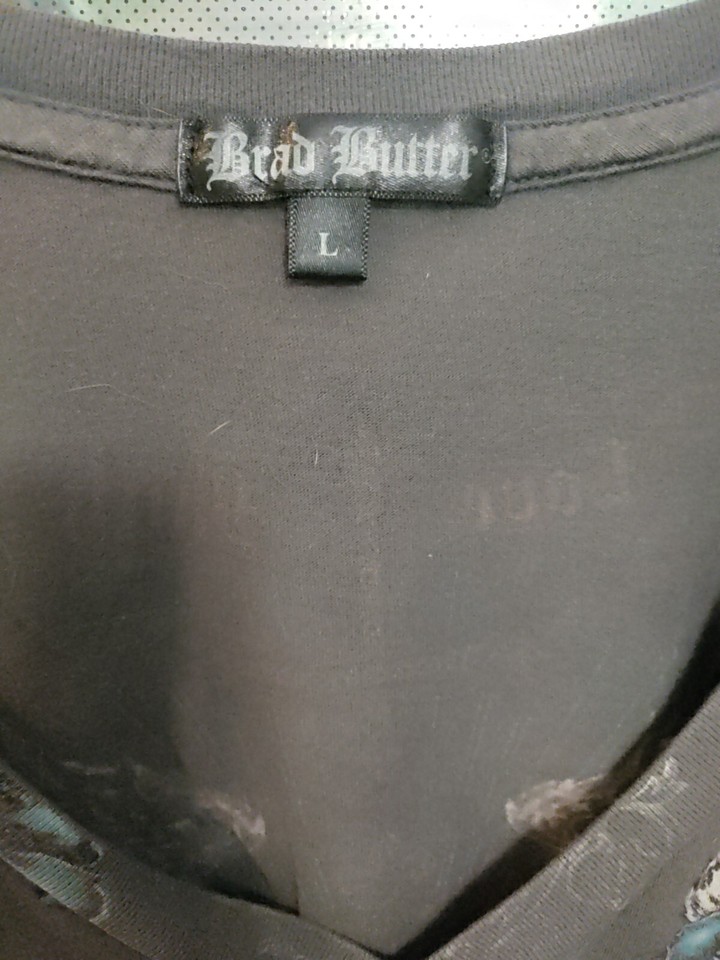 Affliction Style Brad Butter Women Sz L Graphics Front Back Gray, Love ...