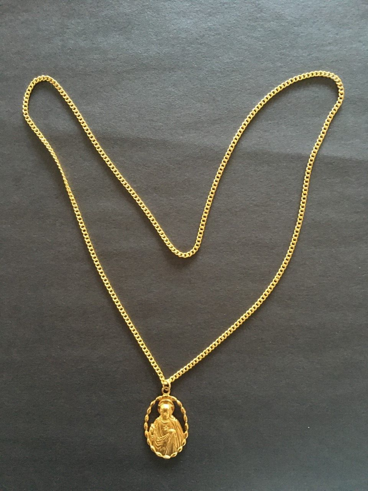 12K Gold Filled Religious Sacred Heart of Jesus Catholic GF Medal. 24 ...