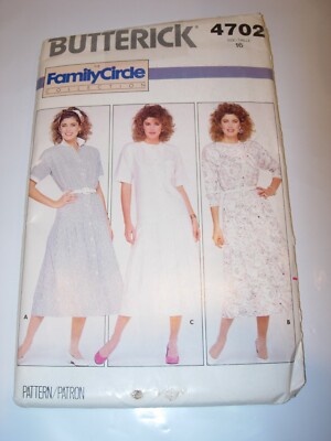 WOMENS UNCUT BUTTERICK 4702 SEWING PATTERN DROP WAIST COMFORT DRESS ...
