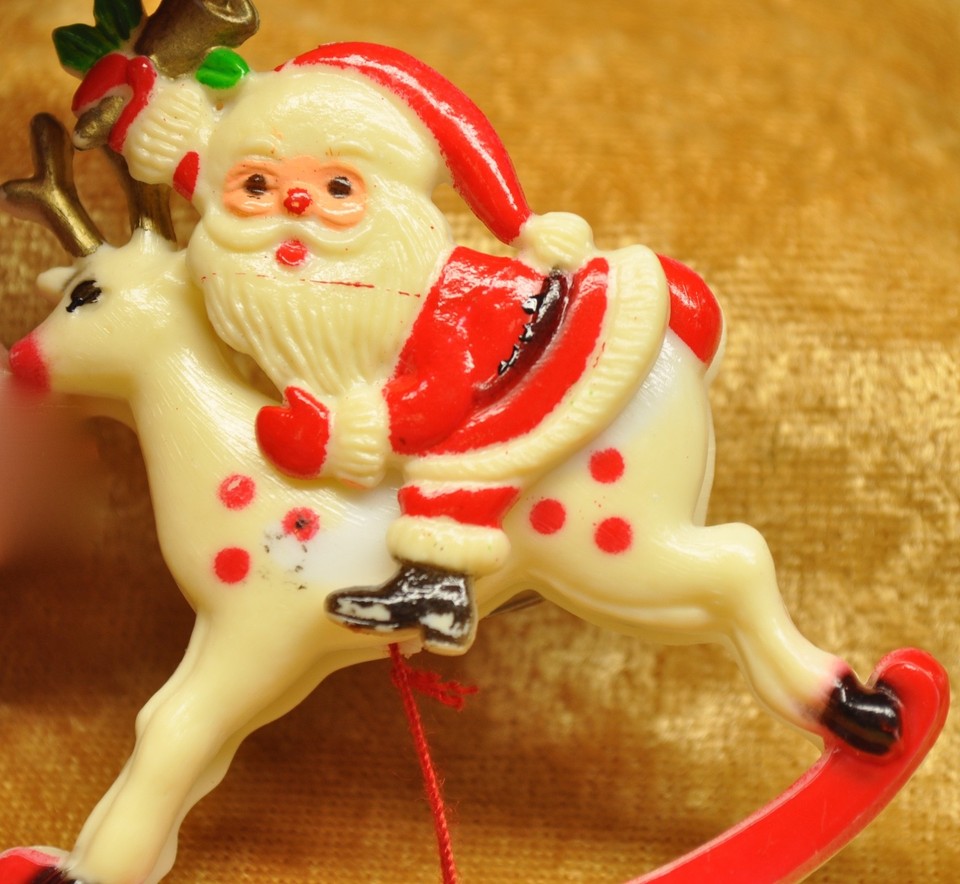 Vintage Santa Riding a Reindeer Pin~ Pull Cord | eBay