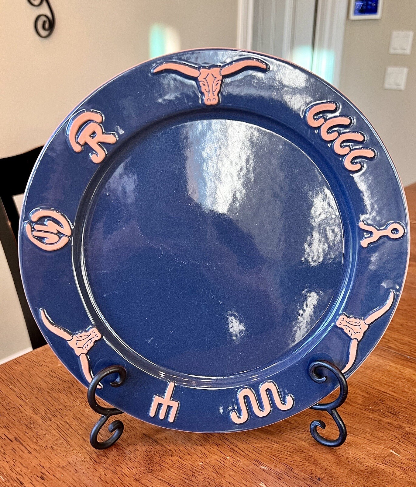 Frankoma Ranch 10.5" Dinner Plate Navy Longhorn Brands Western | eBay