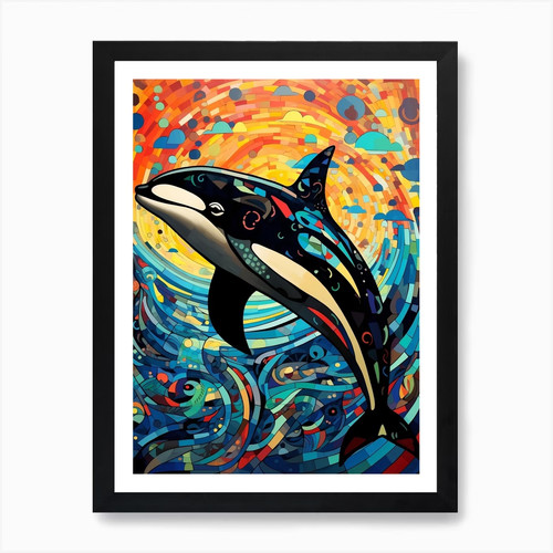 Orca Whale Abstract Geometric Art Framed Wall Art Poster Canvas Print ...