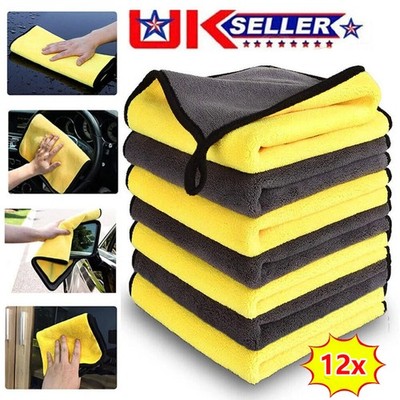 12X Car Cleaning Towels Drying Wash Cloth Microfibre Super Absorbent ...