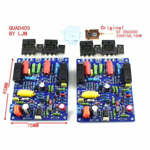 2pcs QUAD405 Audio Power Amplifier Board Dual Channel AMP New 2SC5200 ...