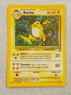 2000 Pokemon Raichu base set 2 holo 16/130 | eBay