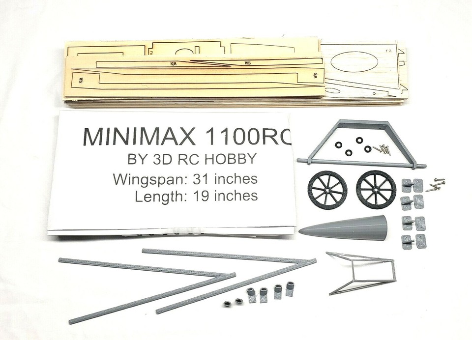 MINIMAX 1100RC R/C Model Airplane Kit 31" WS 4ch Electric COMPLETE KIT ...
