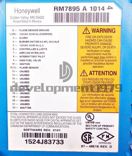 One New Honeywell RM7895A1014 Burner Control RM7895A 1014 | eBay