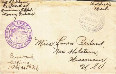 1918, APO 850, 340th Infantry, Censored (M2290) | eBay