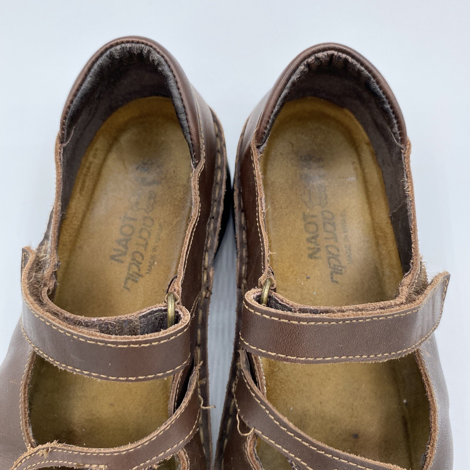 NAOT Mary Jane Clogs Brown Leather Chunky Shoes Women… - Gem