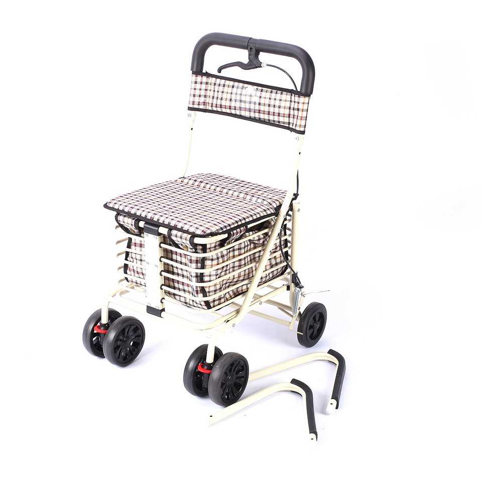 Walk & Rest Folding 6 Wheel Shopping Trolley with Seat & Brakes | eBay UK