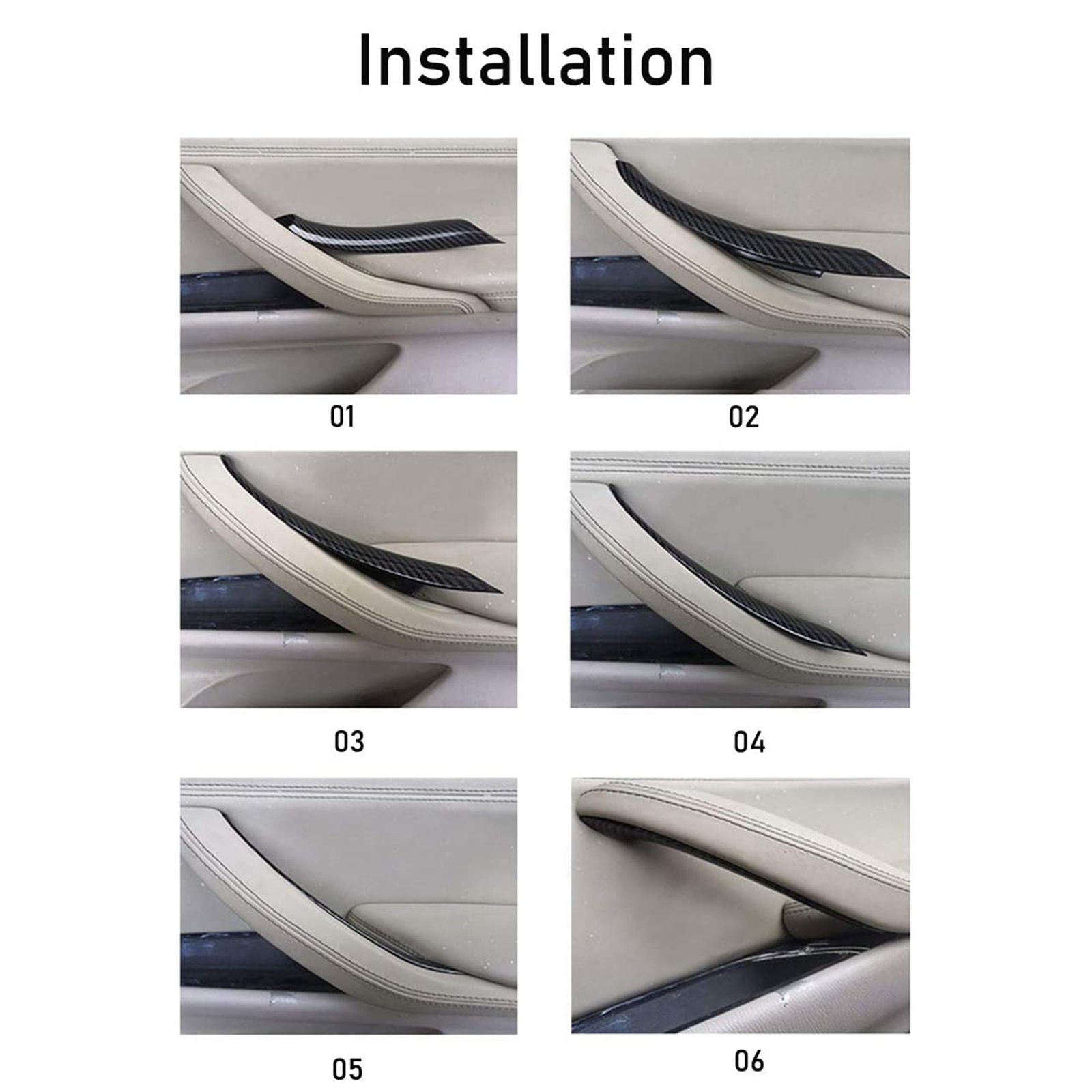 EMB 3PCS Car Door Pull Handle Cover Carbon Fiber Style Replacement For ...