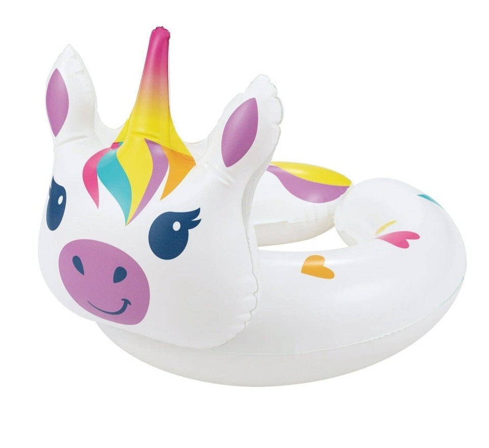 Bluescape White Unicorn Split Inflatable Swim Ring Pool Float, Ages 3-6 ...