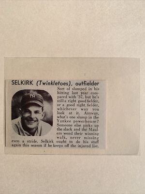 George Selkirk Oral Hildebrand New York Yankees 1939 Baseball WW MLB ...