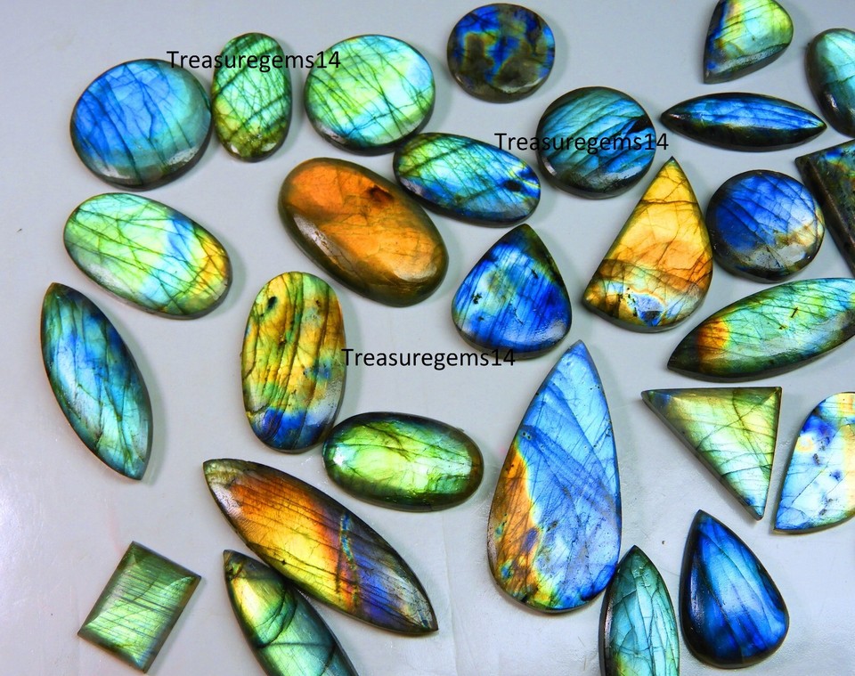 1250 CT TOP GRADE NATURAL MULTI FIRE LABRADORITE WHOLESALE LOT CABOCHON ...