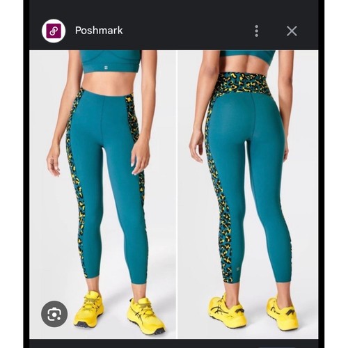 Sweaty Betty Power Leopard Print Teal Workout Leggings Size 6 | eBay