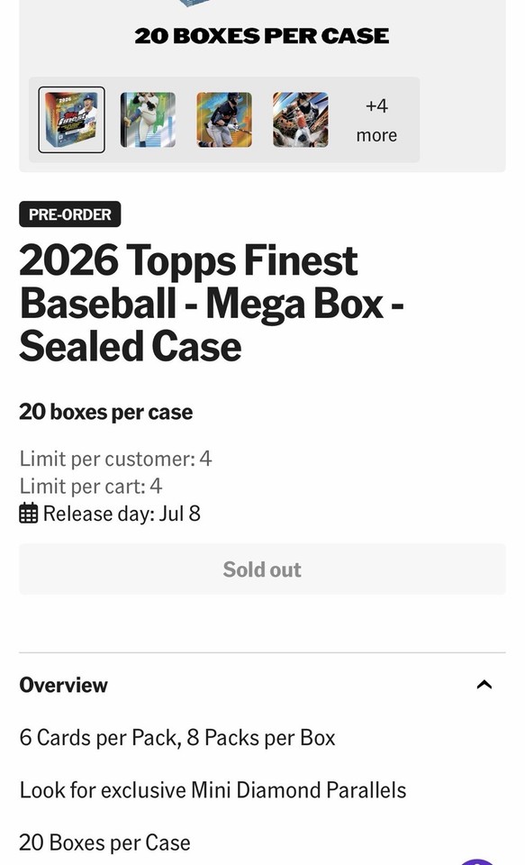 2026 Topps Finest Baseball Mega Box Case - Sealed - 20 Mega Boxes | eBay