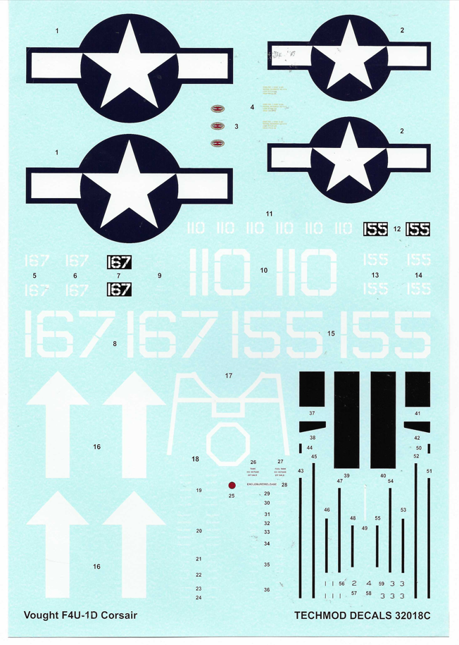 Techmod F4U-1D Corsair, VF-84 USS Bunker Hill, 3 Options, Builds ONE ...