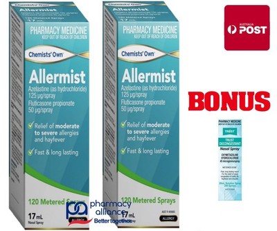 2x Allermist 17ml Azelastine + Fluticasone Dymista generic + BONUS ...