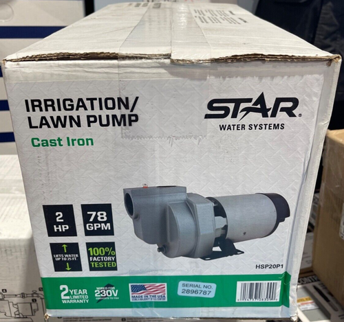 Star Water Systems Lawn Sprinkler Pump- 4500 GPH, 2 HP, Model# HSP20P1 ...