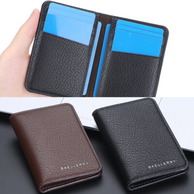 Men Small Leather Card Wallet Front Pocket Purse Multi Card Slots Card ...