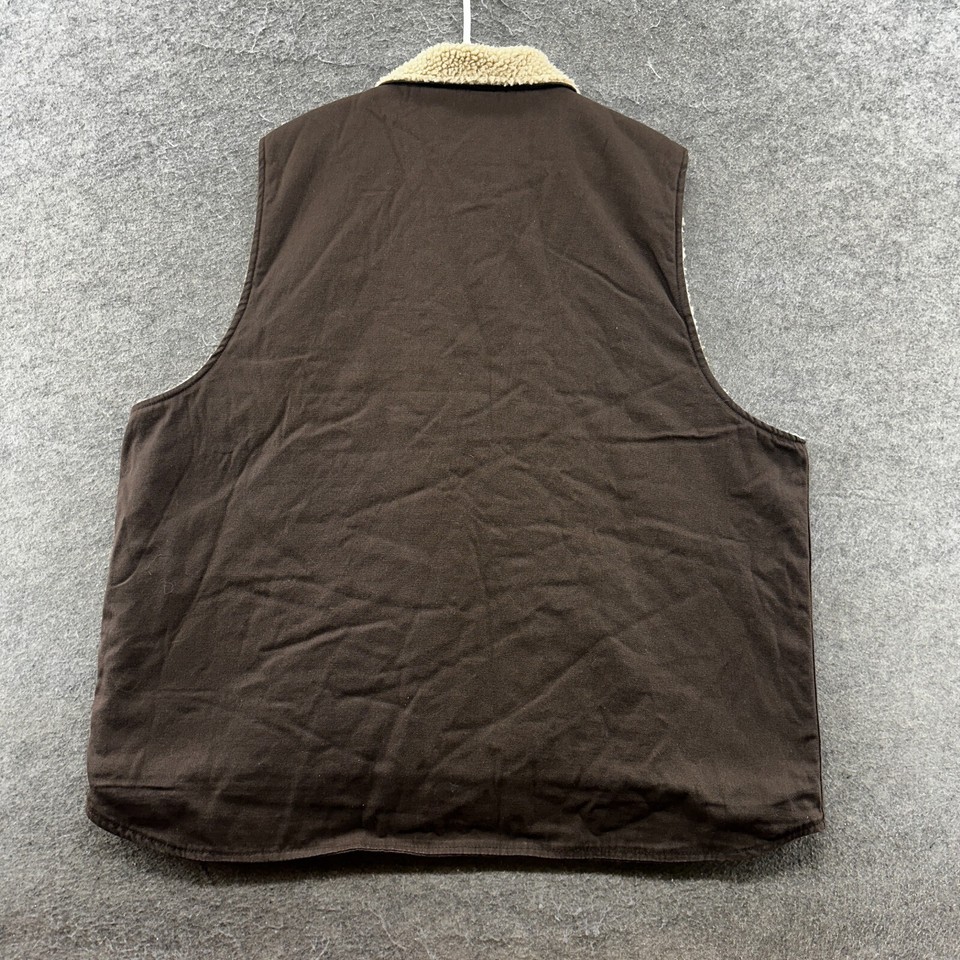 Forge Workwear Vest Mens 2XL XXL Brown Full Zip Sherpa Lined Canvas ...