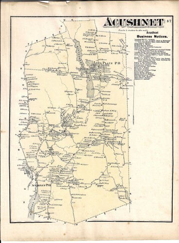 1871 Acushnet, Ma. Map. Bristol County Mass. NOT A REPRINT. | eBay