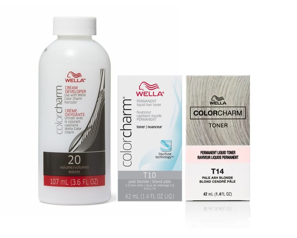 Wella Color Charm T-10, 14, 28, 050 with 20 DEVELOPER 0.21oz Combo ...
