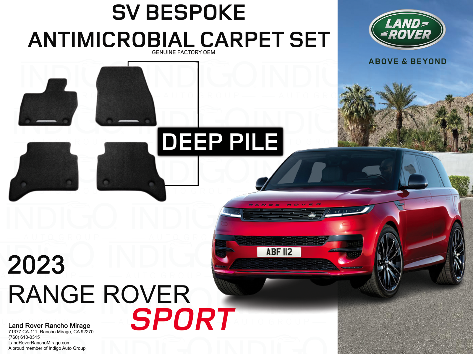 OEM RANGE ROVER SV BESPOKE ANTIMICROBIAL CARPET MATS (DEEP PILE ...