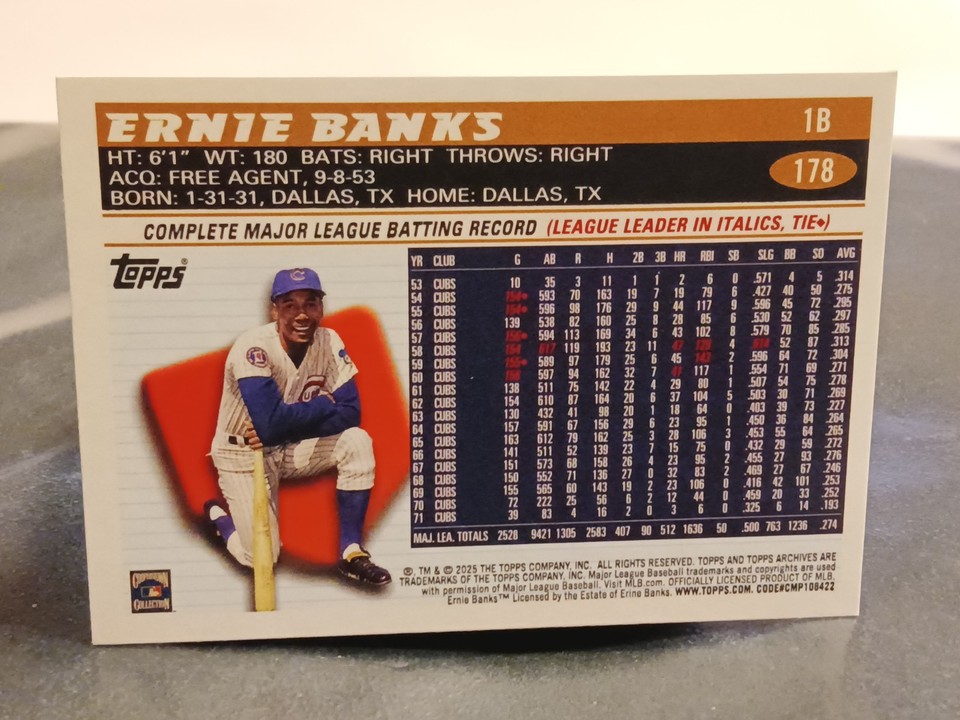 2025 Topps Archives #178 Ernie Banks ⭐SP-1996 Retro Black Foil⭐ Cubs 🐻 ...