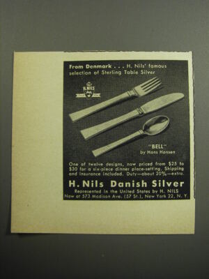 1957 H. Nils Advertisement - Bell Silverware by Hans Hansen | eBay