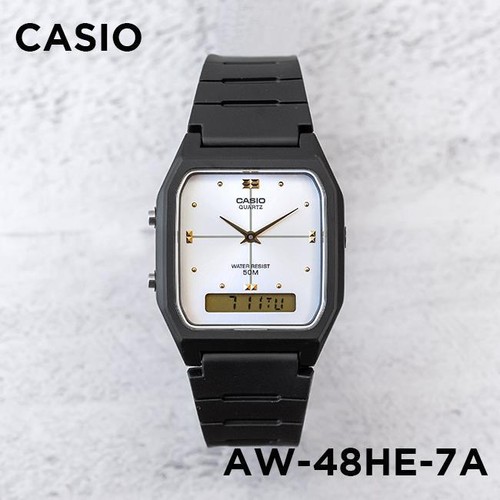 Casio AW-48HE-7A Youth Analog Digital Black Resin Dual Time Unisex ...
