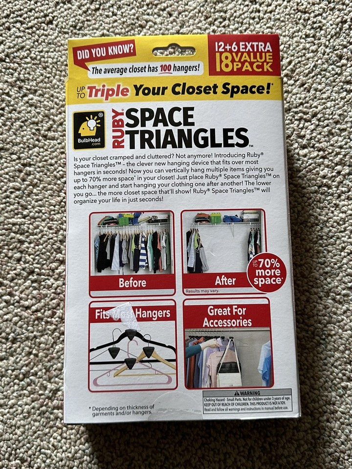 RUBY Space Triangles AS-SEEN-ON-TV, Creates Up to 3X More Closet Space ...