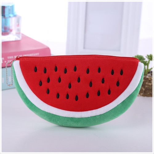 Kids Fluffy Pencil Case Pen Bag Zip Watermelon Cute Cartoon School ...