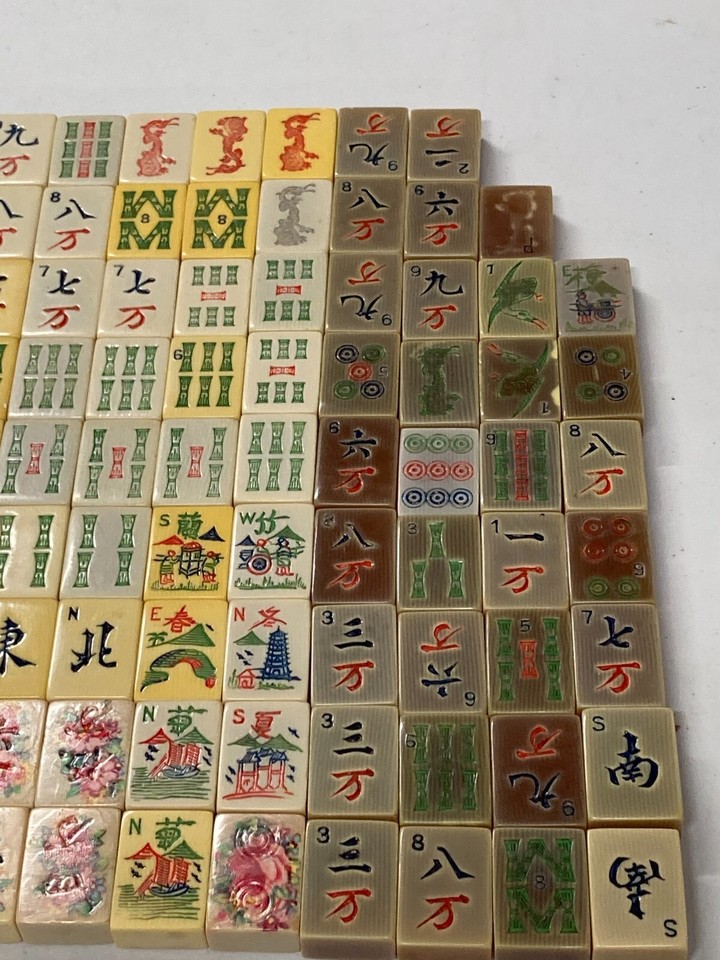 two "french ivory" Pung Chow Mah Jongg Jong Majong Tiles. 1.2cm thick ...